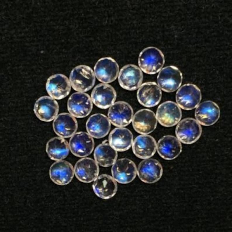 14x14 Mm Natural Moonstone Faceted Round Loose Gemstone Lot-blue Fire ...
