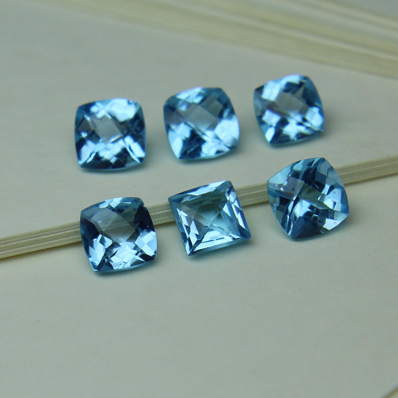 7x7mm Natural Blue Topaz Swiss Blue Topaz Blue Topaz | Etsy