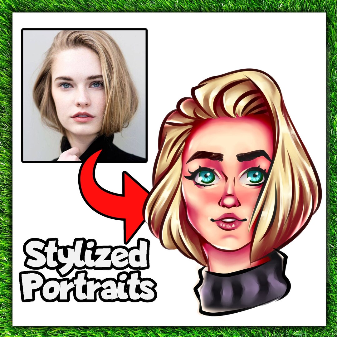 Stylized Digital Portrait/ Self Portrait/ Profile Pic Made - Etsy