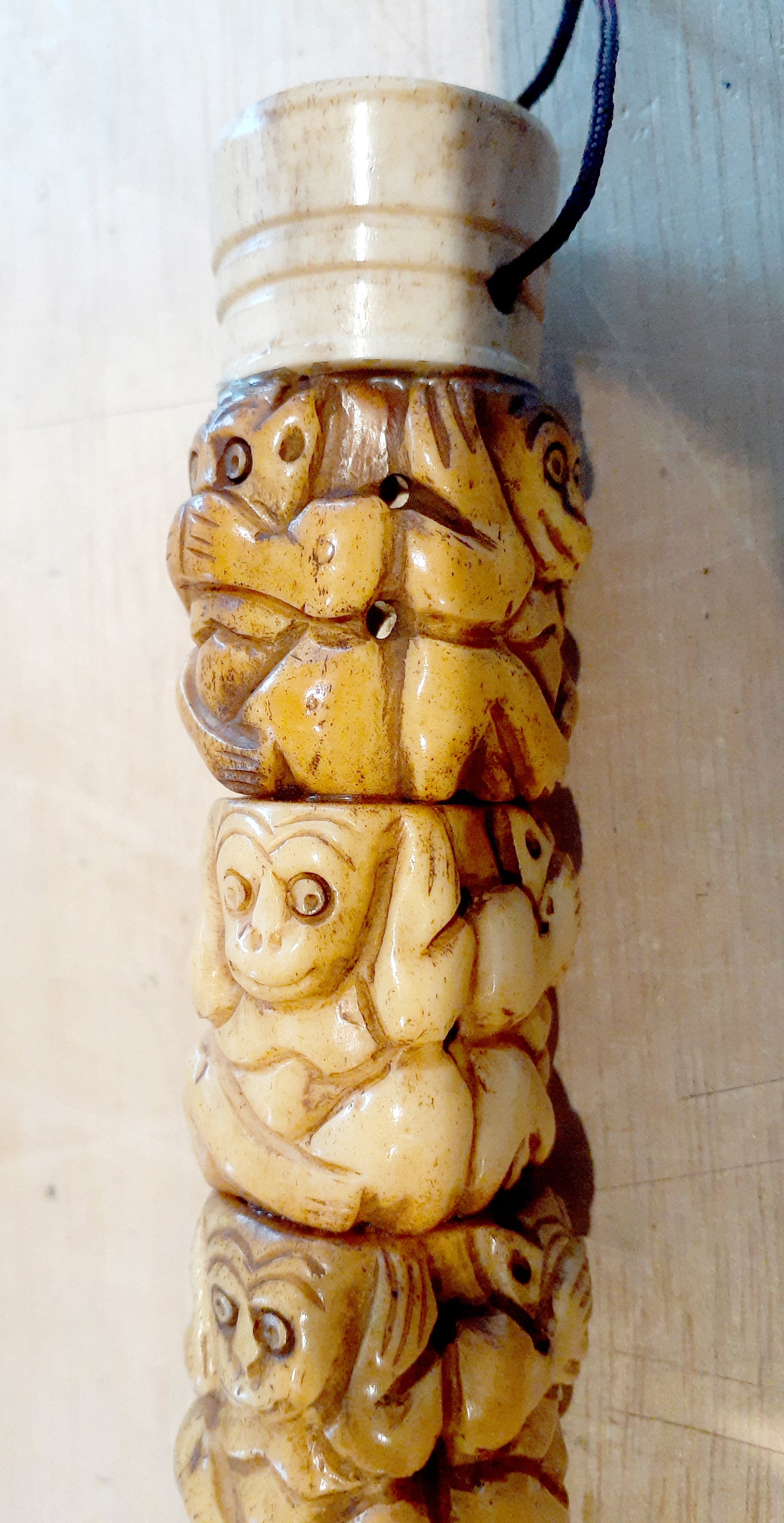 Chinese Carved Bone 3 Monkeys Calligraphy Brush - Etsy