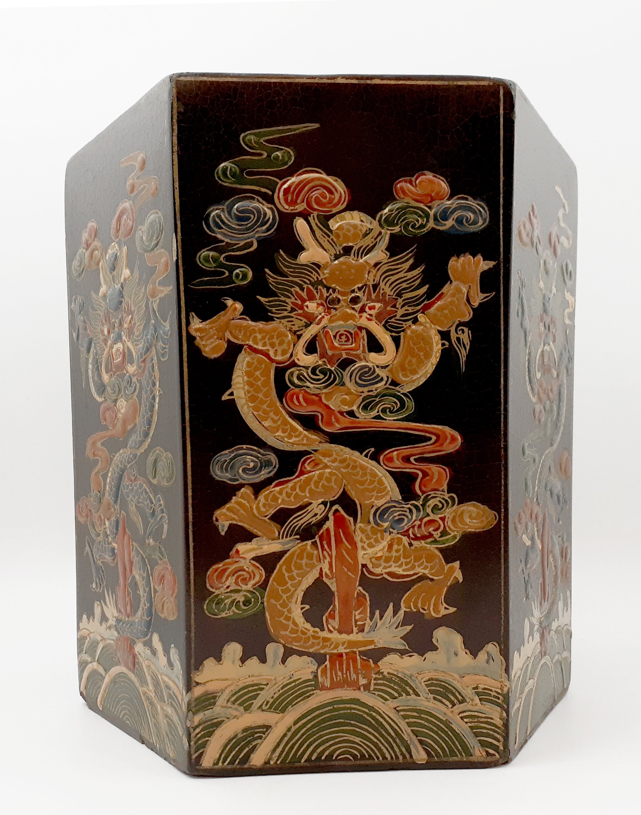 Chinese Lacquer Dragon Panels Hexagonal Bitong - Etsy