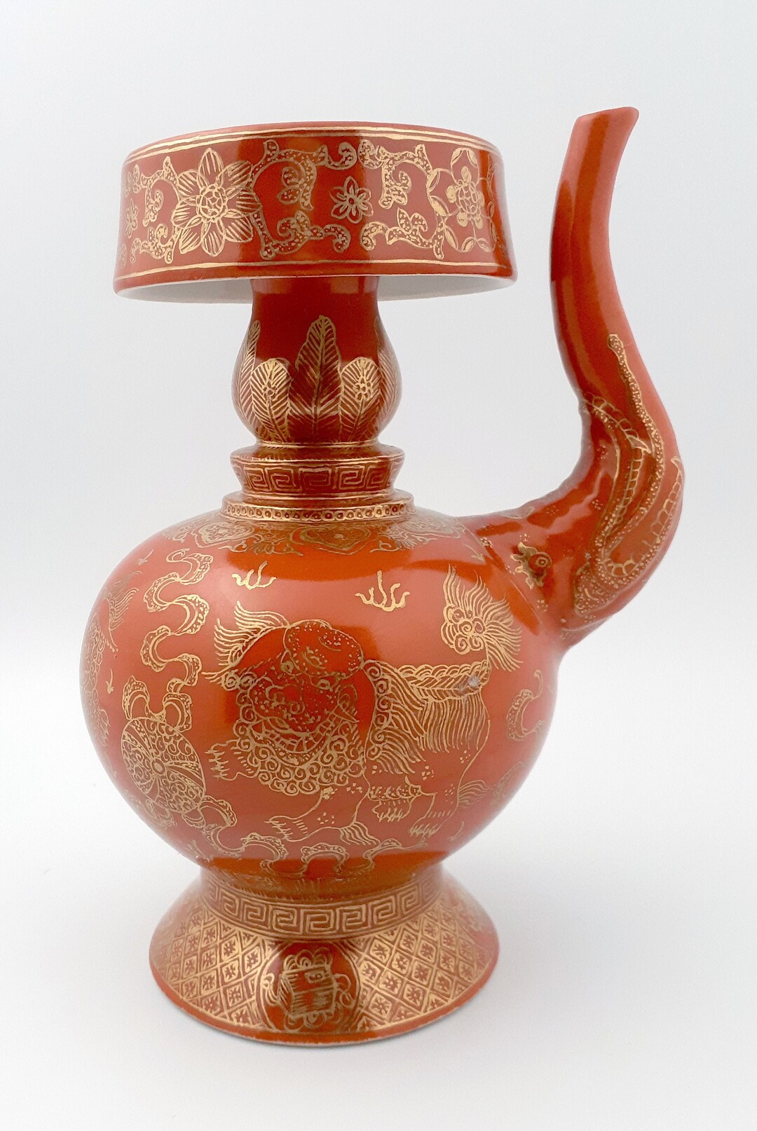 Chinese Porcelain Fu Bats and Fu Dogs Wine Server - Etsy