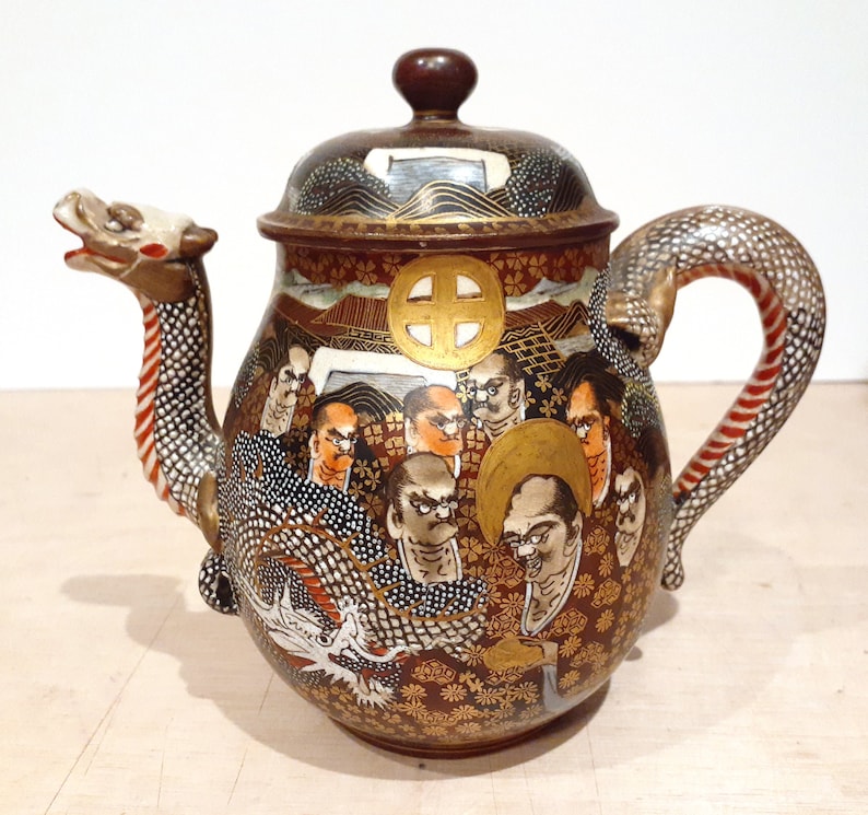 Japanese Satsuma Dragon Tea Service, Meiji Era Marked - Etsy