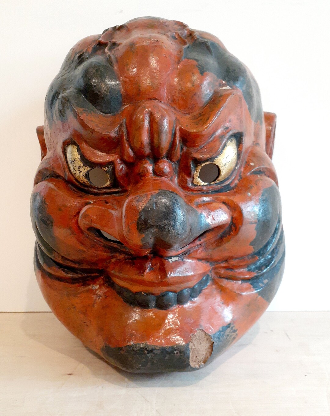 Large Japanese Papier Mache and Lacquer Gigaku Rikishi Mask - Etsy