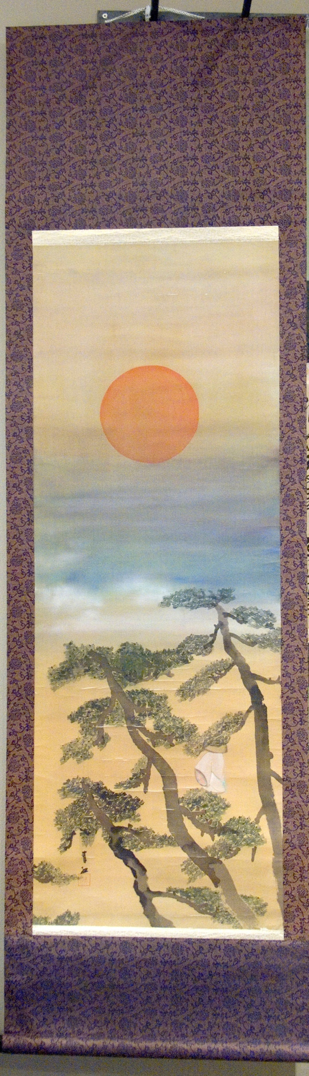 Japanese Setting Sun and Seashore Pines Scroll - Etsy