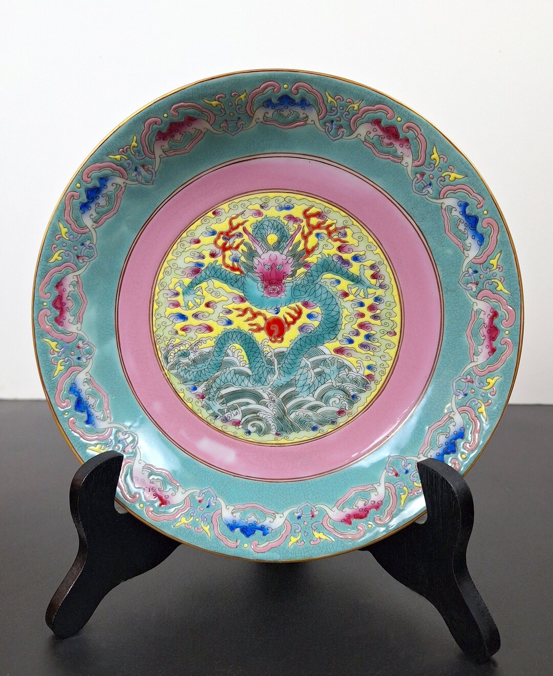 Chinese Porcelain Fu Bats Dragon Bowl - Etsy