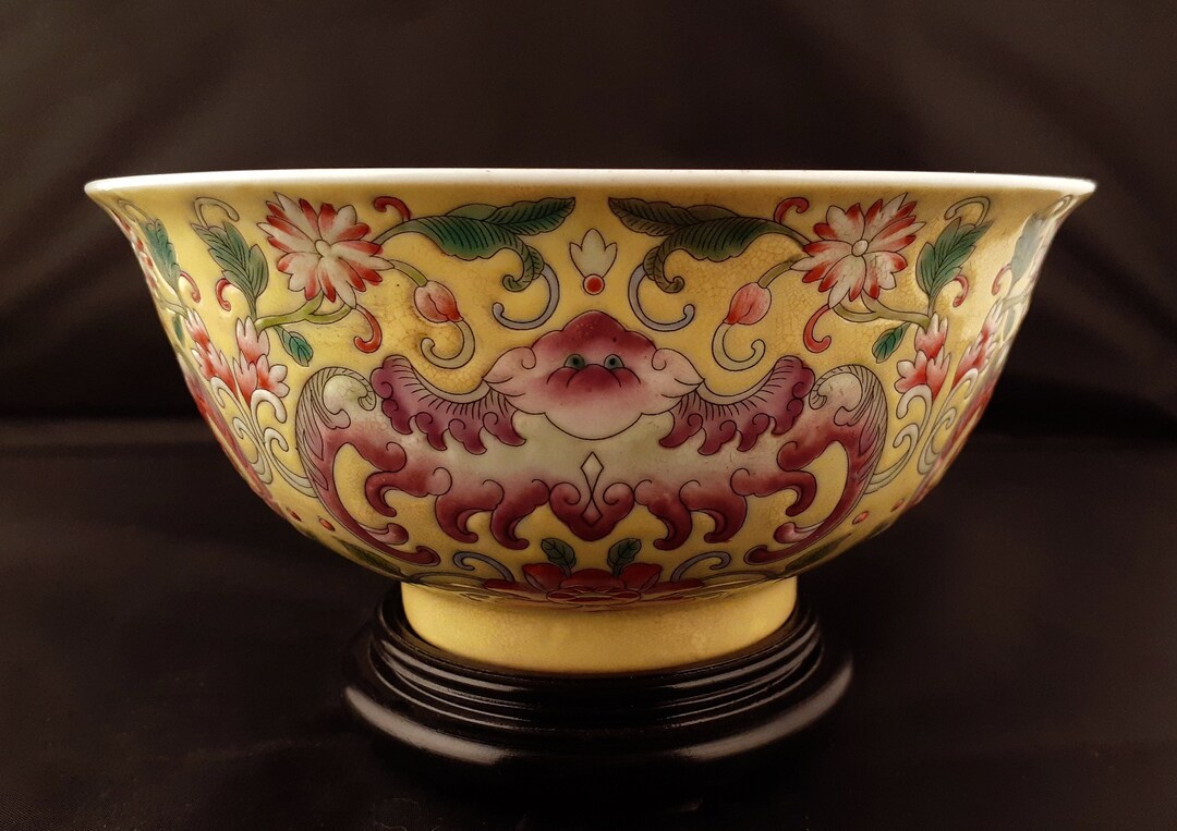 Chinese Porcelain Fu Bats Bowl - Etsy