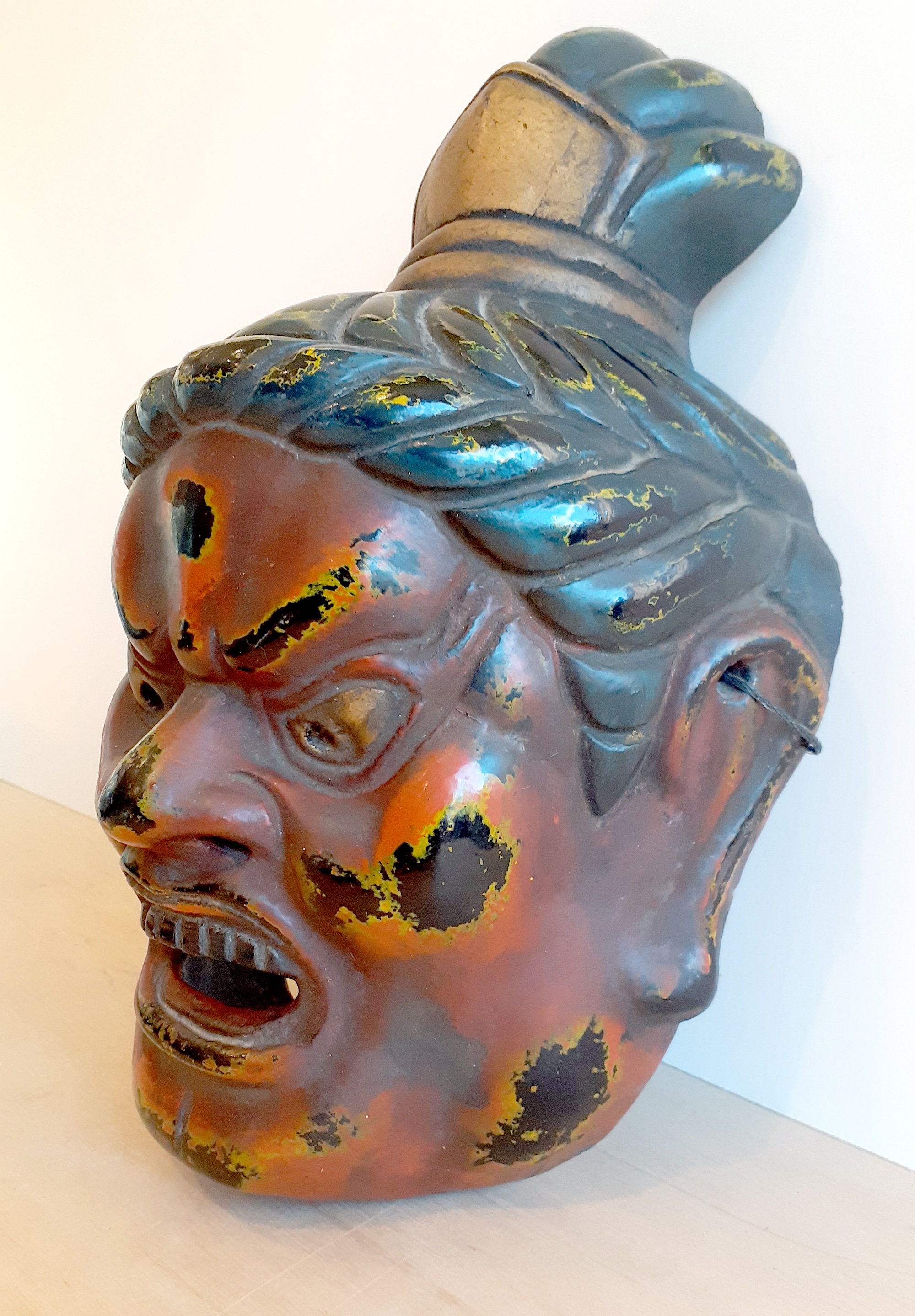 Japanese Carved Wood and Lacquer Gigaku Mask Nio - Etsy