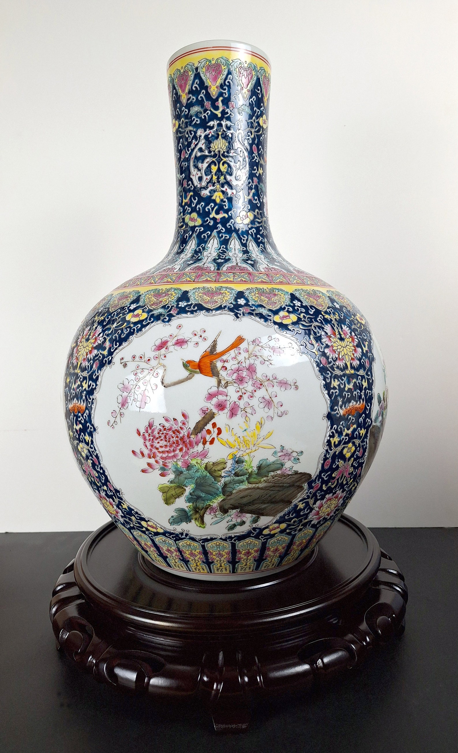 Large Chinese Porcelain Huaniao Tianqiuping - Etsy