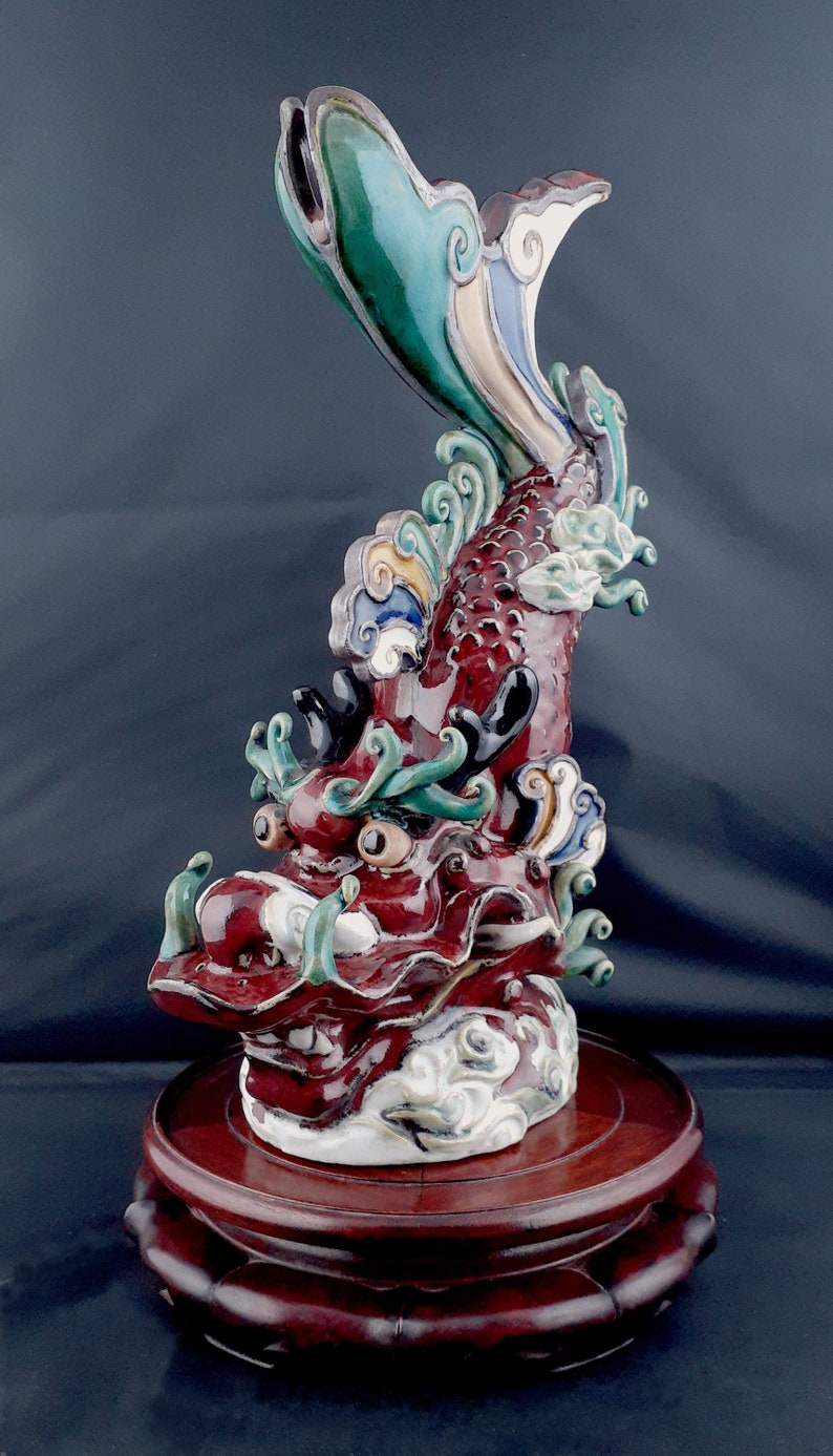 Chinese Shiwan Yao Ocean Carp Dragon Statue. - Etsy