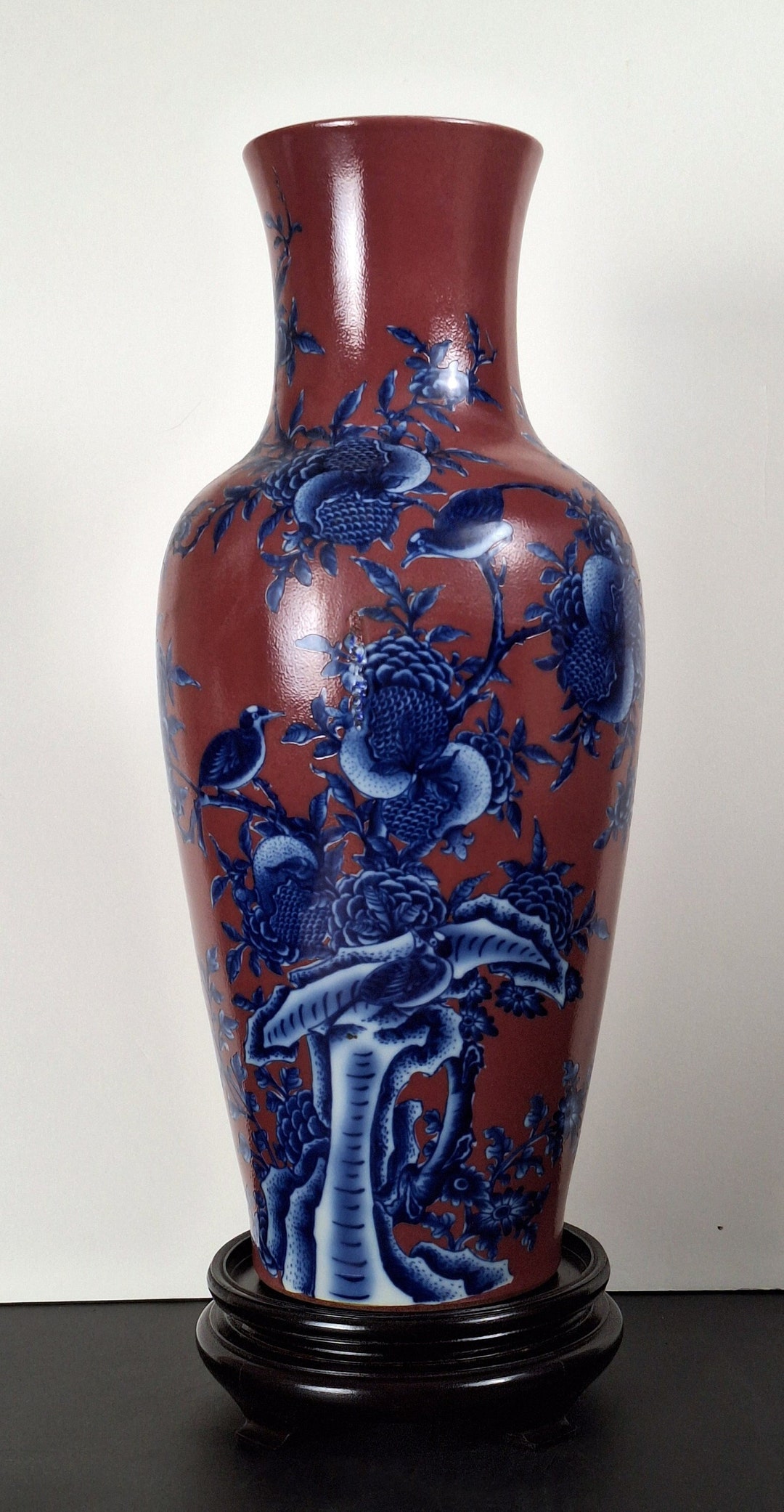 Large Chinese Porcelain Huaniao Fengweizun - Etsy
