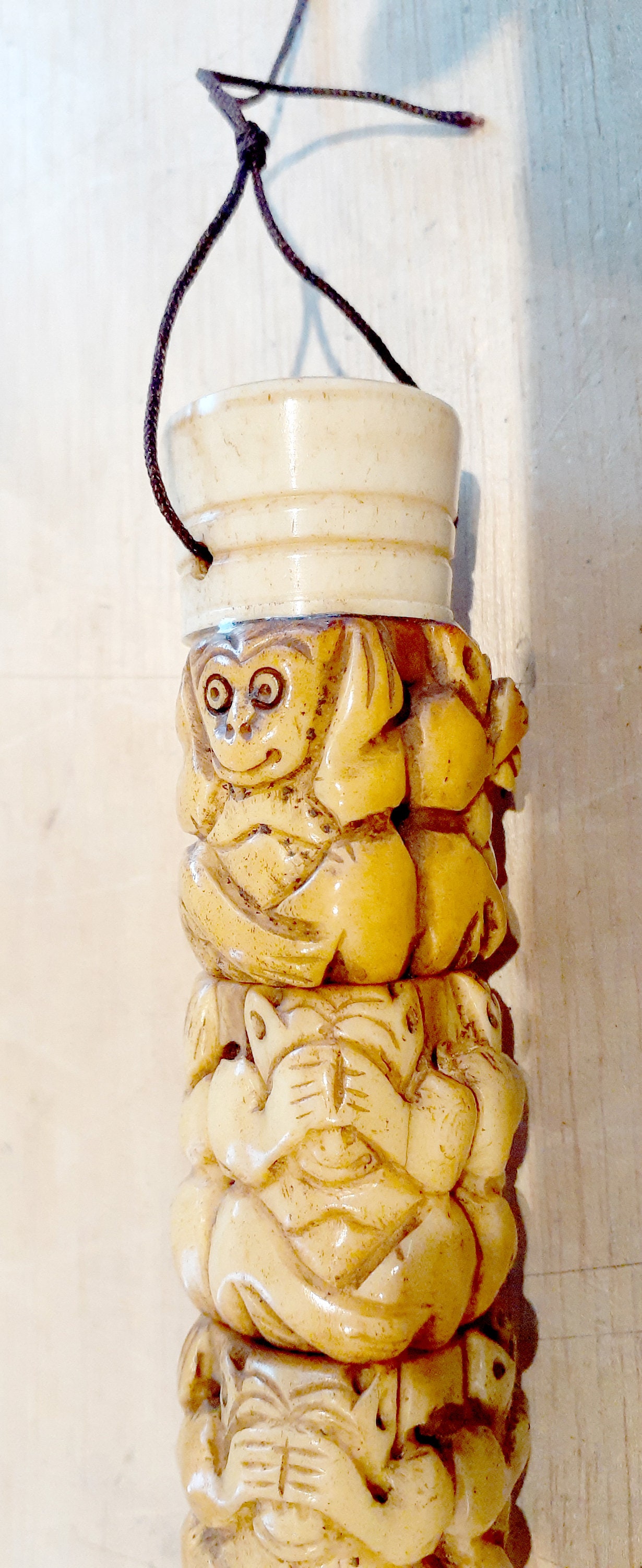 Chinese Carved Bone 3 Monkeys Calligraphy Brush - Etsy
