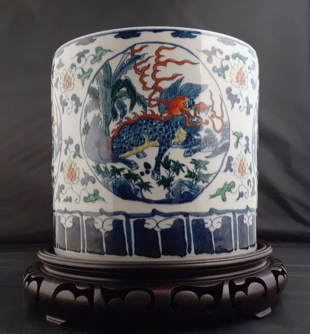 Chinese Porcelain Qilin Cartouches Bitong - Etsy
