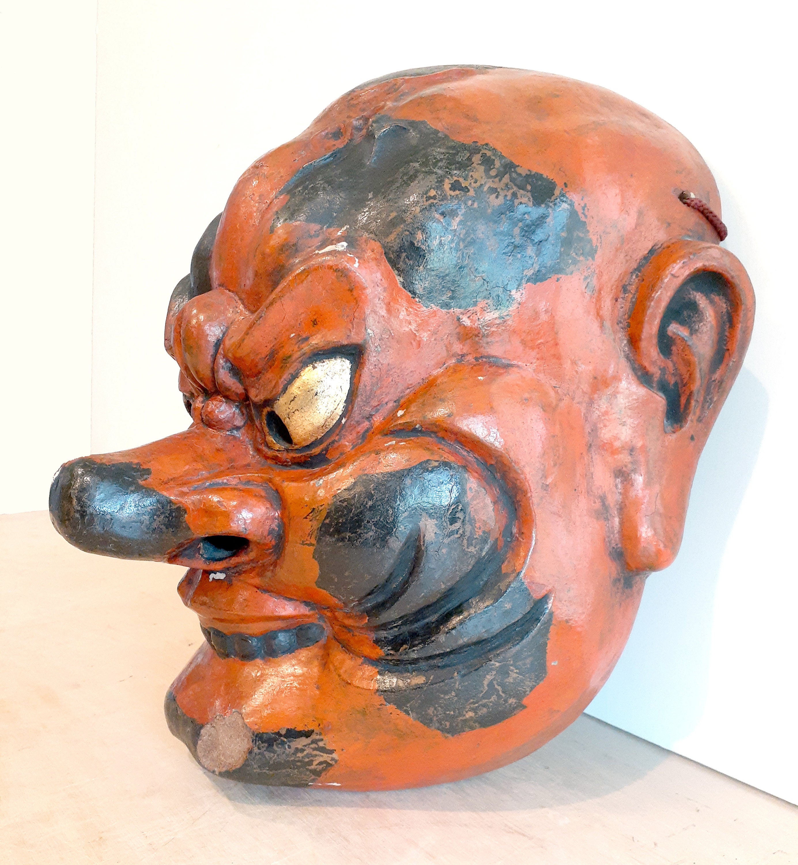 Large Japanese Papier Mache and Lacquer Gigaku Rikishi Mask - Etsy