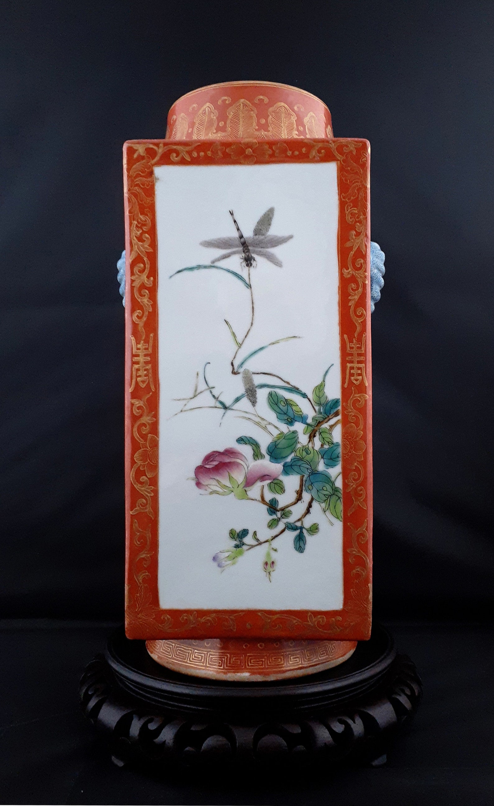 Chinese Porcelain Insect and Flower Cong Vase - Etsy