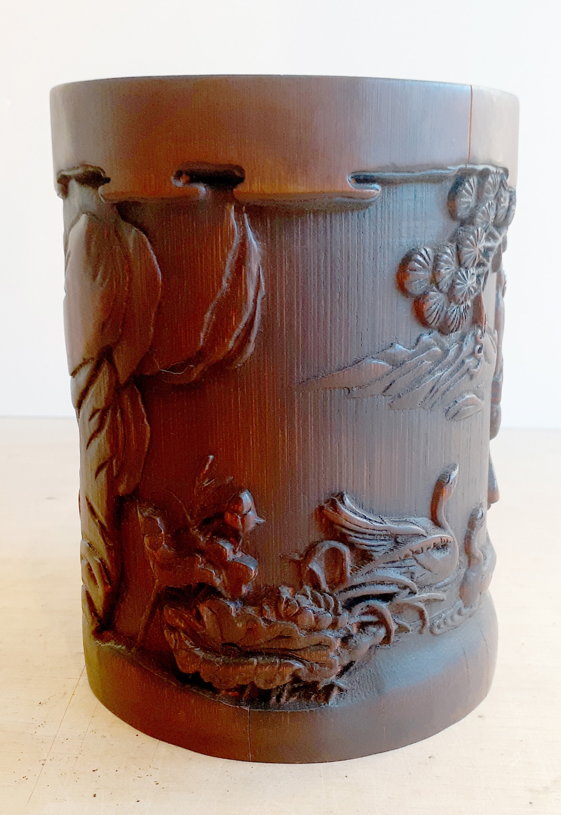 Chinese Carved Bamboo Garden Scene Bitong - Etsy