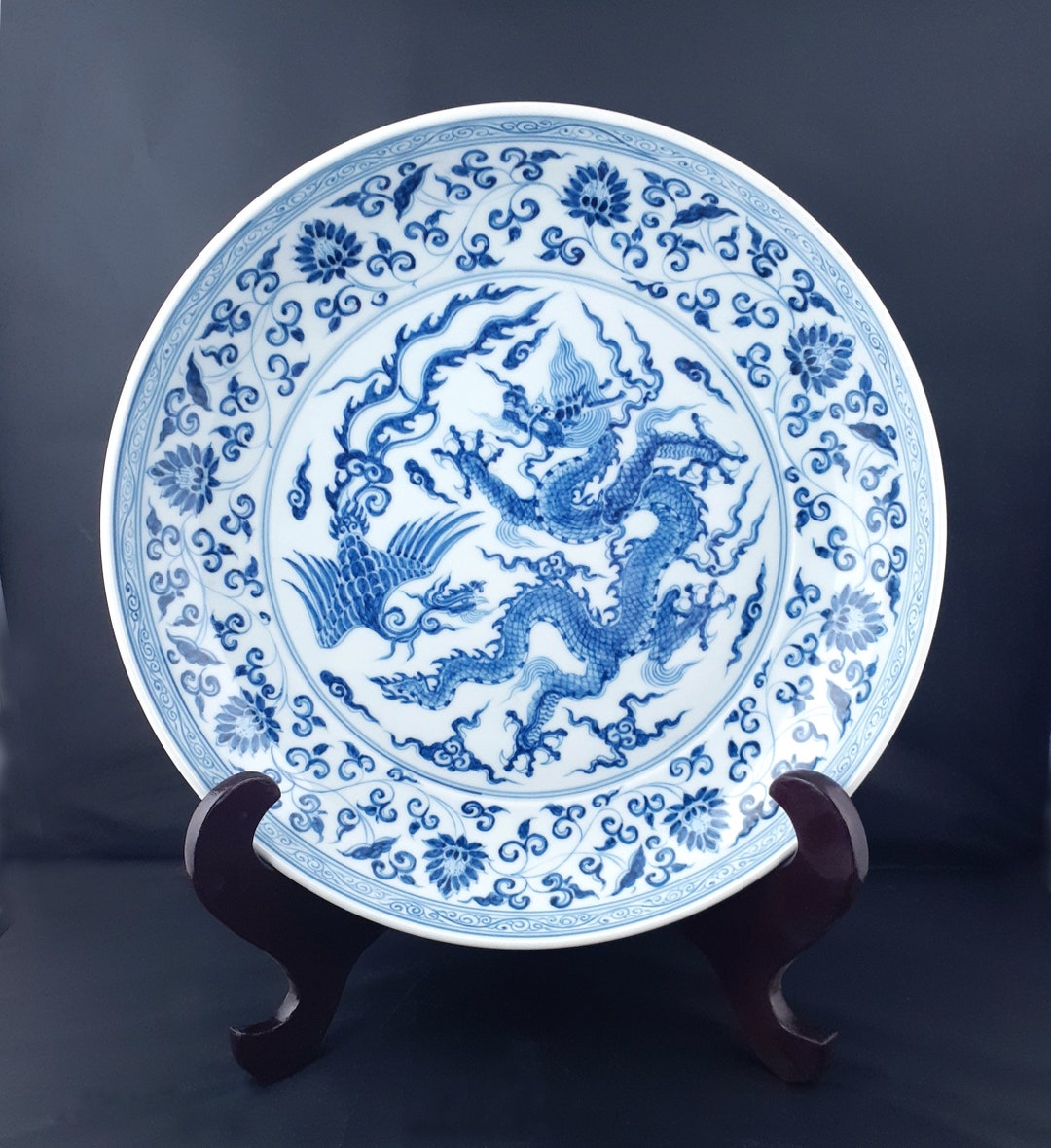 Chinese Porcelain Dragon and Fenghuang Bowl - Etsy