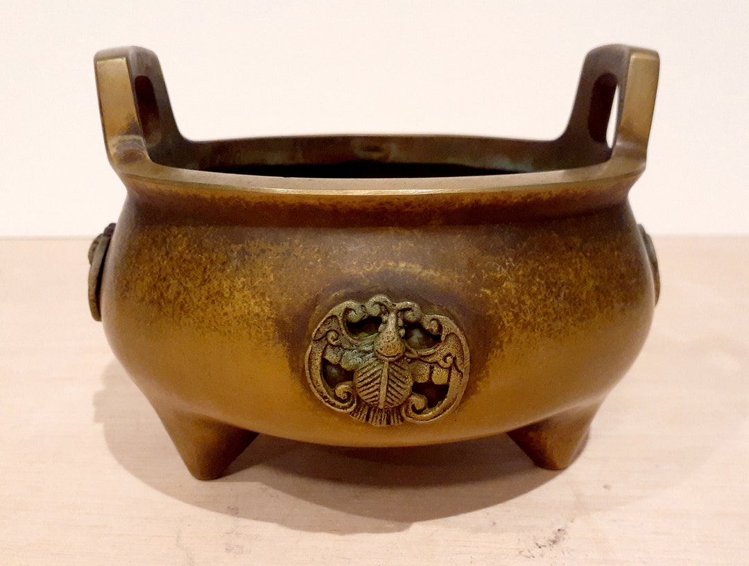 Chinese Bronze Fu Bat Medallions Tripod Censer - Etsy