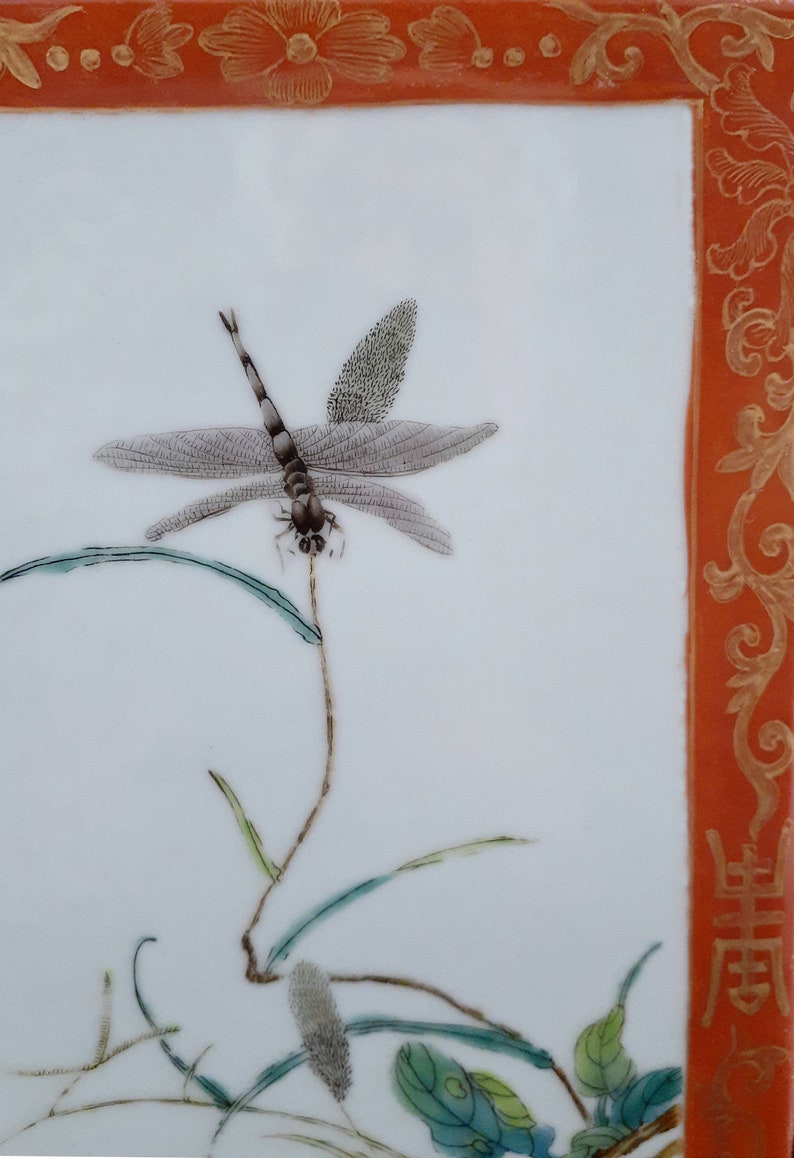 Chinese Porcelain Insect and Flower Cong Vase - Etsy