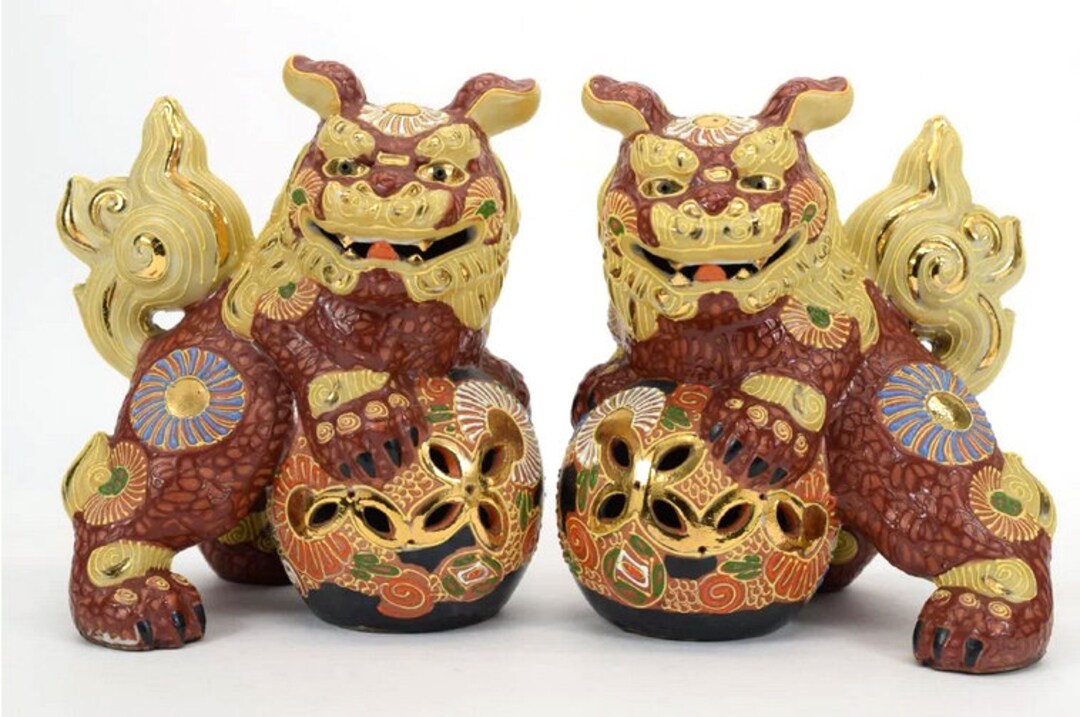 Japanese Porcelain Kutani Yamayo Karashishi Pair - Etsy