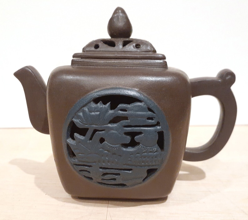 Chinese Zisha Double Wall Teapot With Open Work Side Panels - Etsy