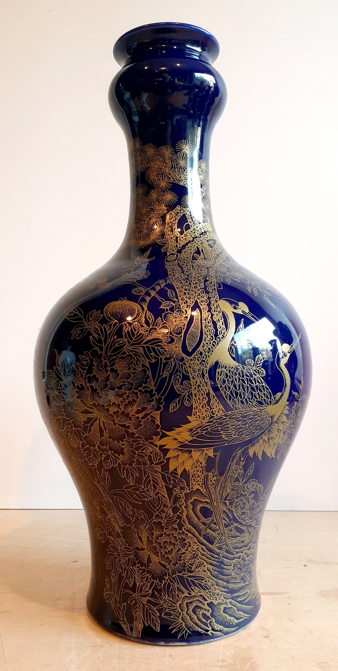 Chinese Porcelain Cobalt Blue Crane Suantouping - Etsy