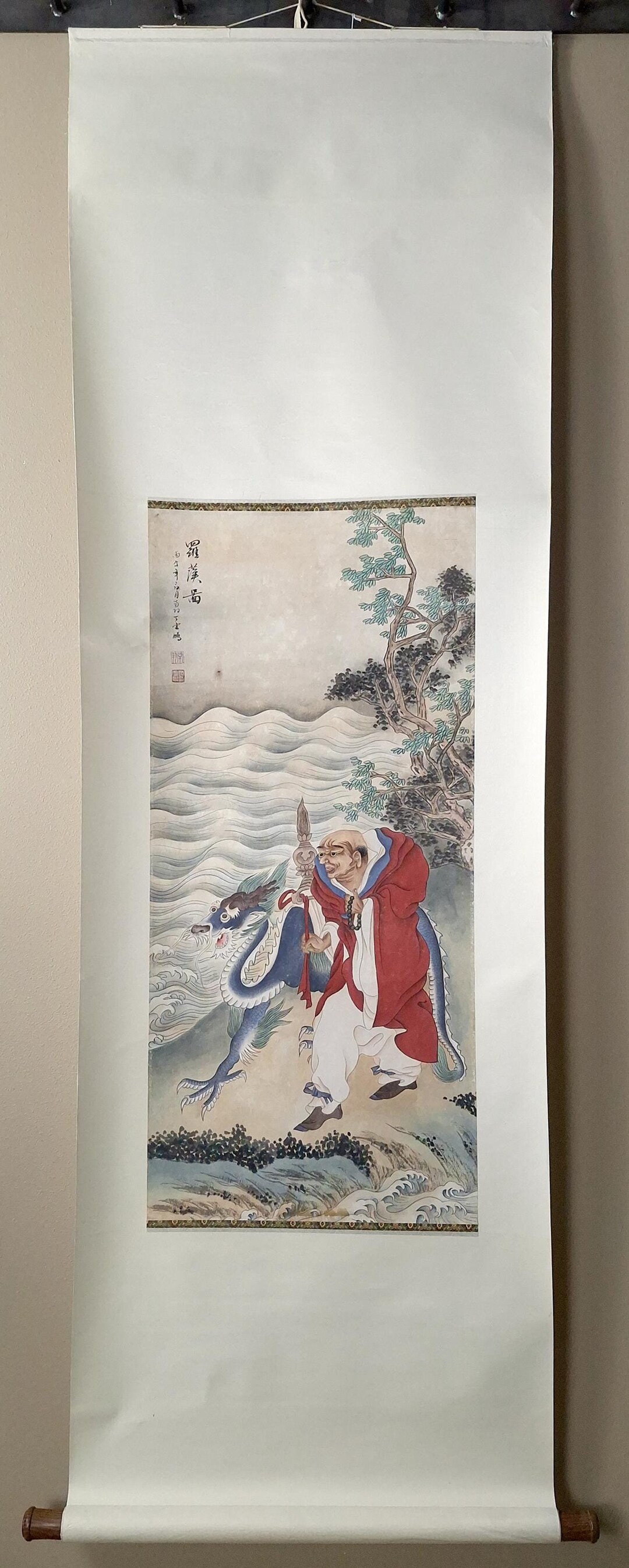 Chinese Luohan and Dragon Scroll - Etsy