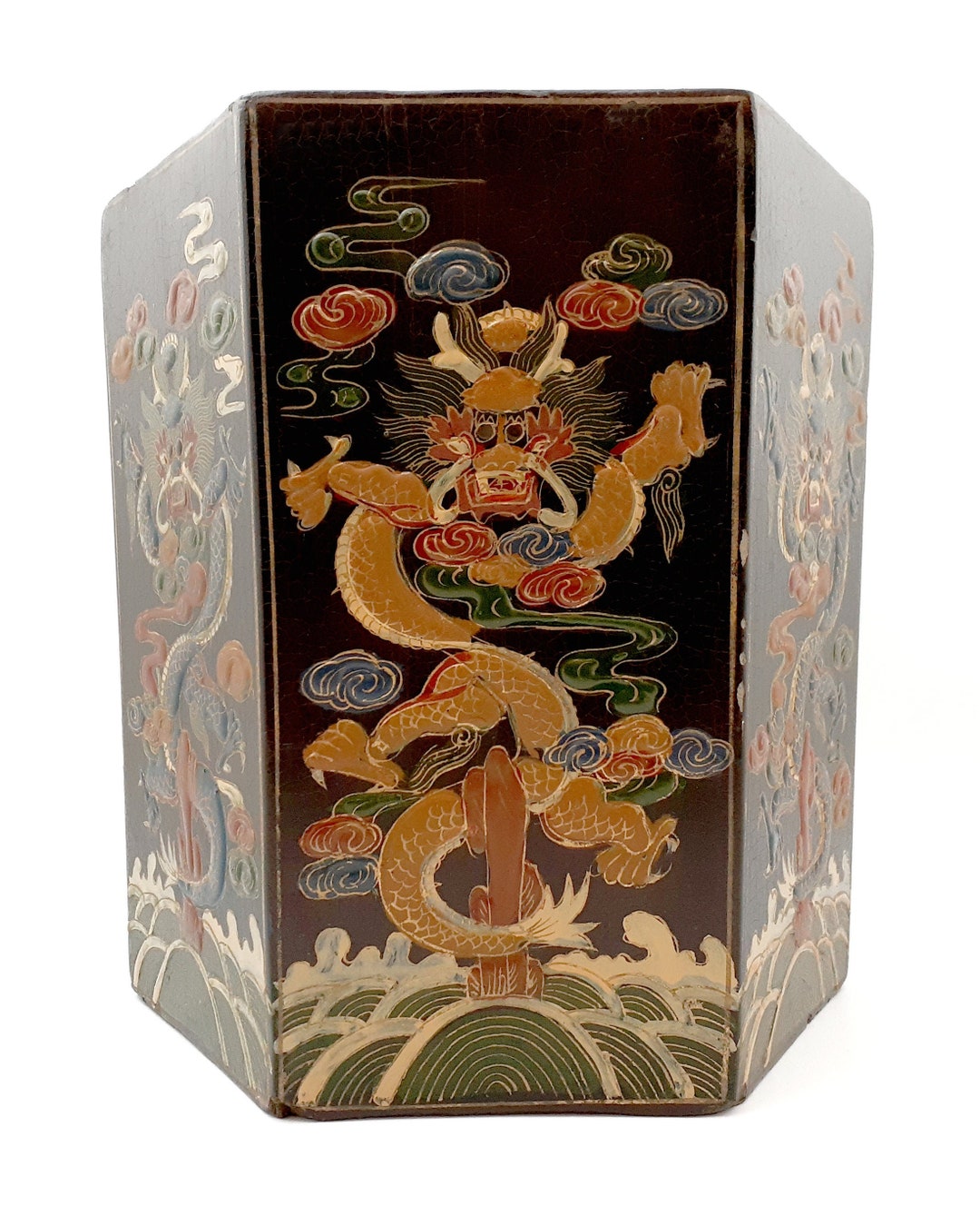 Chinese Lacquer Dragon Panels Hexagonal Bitong - Etsy