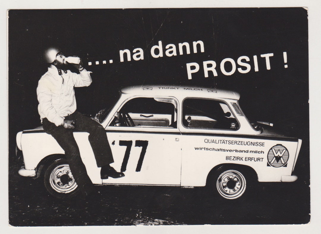 Eastern German Racer Sips Beer on a Race Track With a Sporty Trabant ...