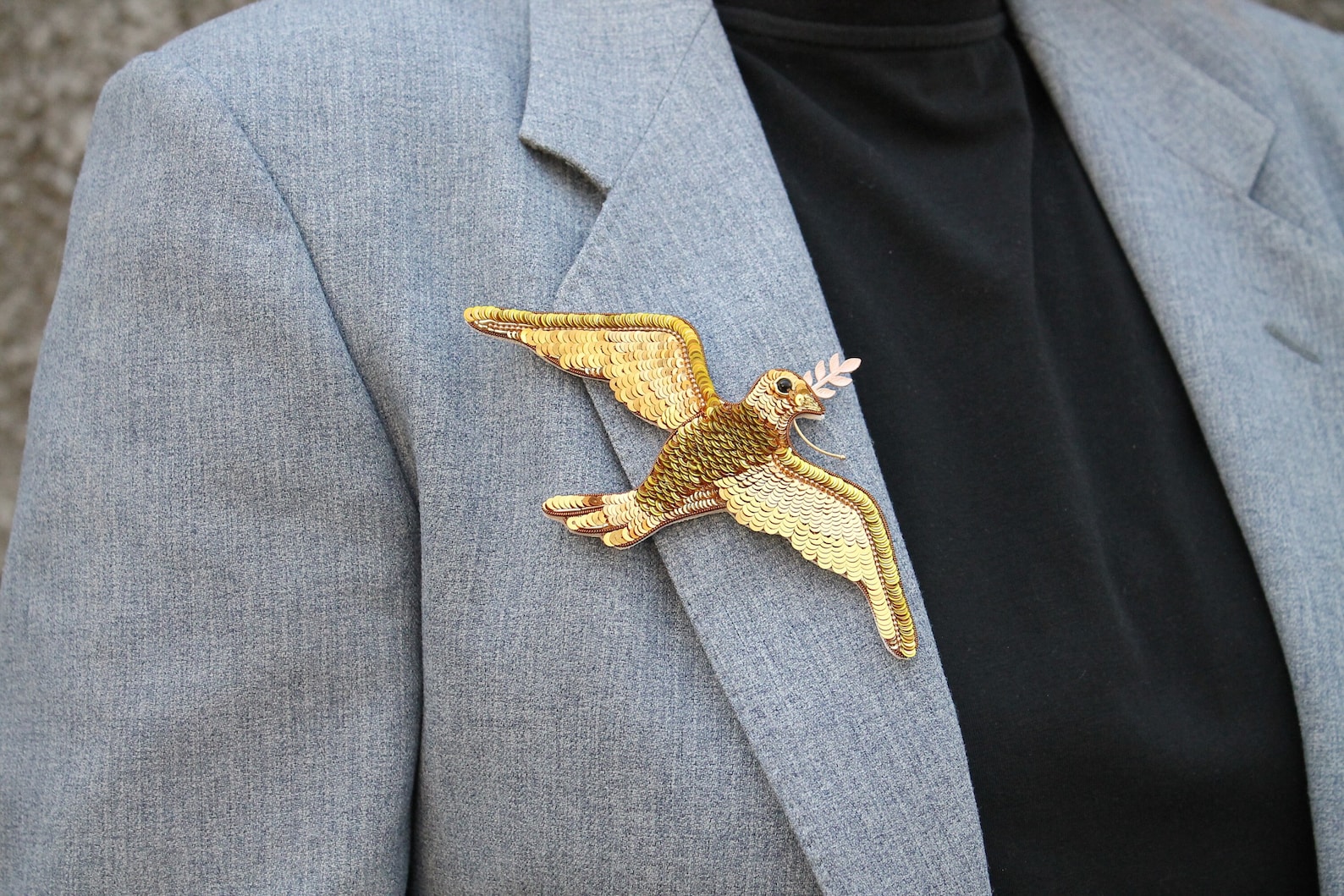 Dove Brooch, Embroidered Lady Gaga Inauguration Golden Dove Brooch - Etsy