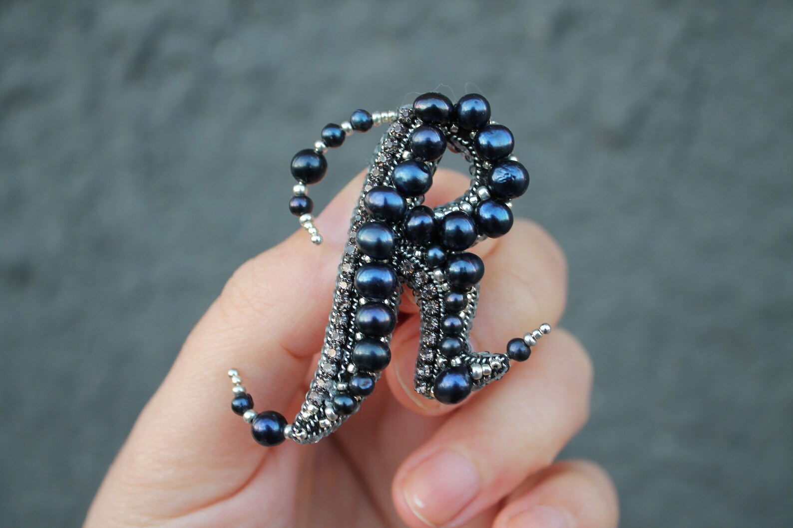 Embroidered Brooch Letter With Round Beads, Custom Monogram Brooch - Etsy