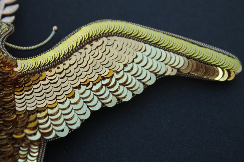 Dove Brooch, Embroidered Lady Gaga Inauguration Golden Dove Brooch - Etsy