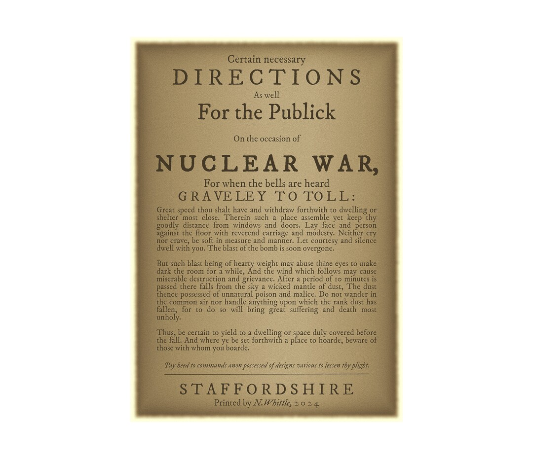 Nuclear War Survival Poster: Tudor-style Title Page Vintage Grungy Fun ...