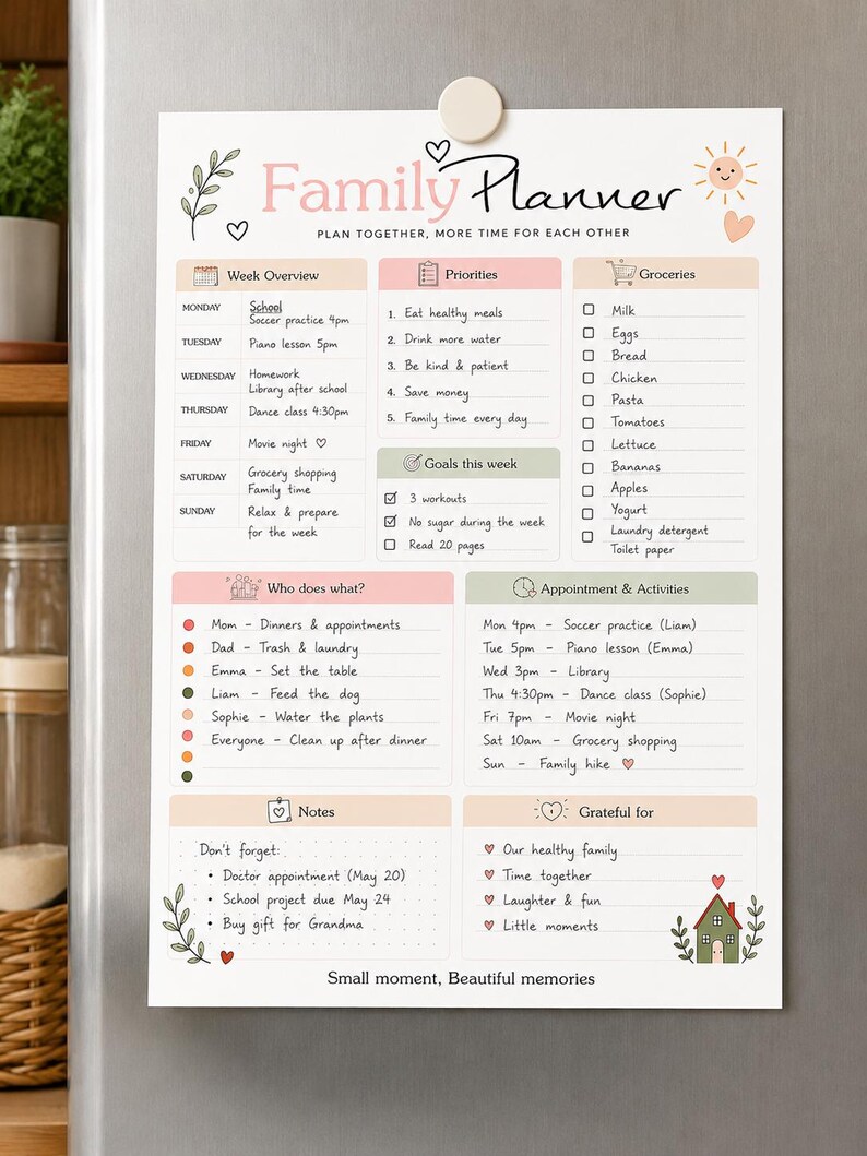 Family Planner Printable | Weekly Family Organizer | Instant Download ...