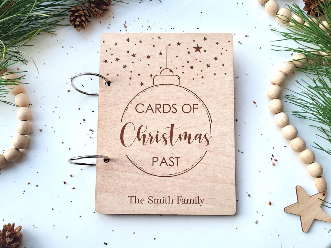 Christmas Card Holder – Custom Gift Card Album, Wooden Memory Keepsake ...