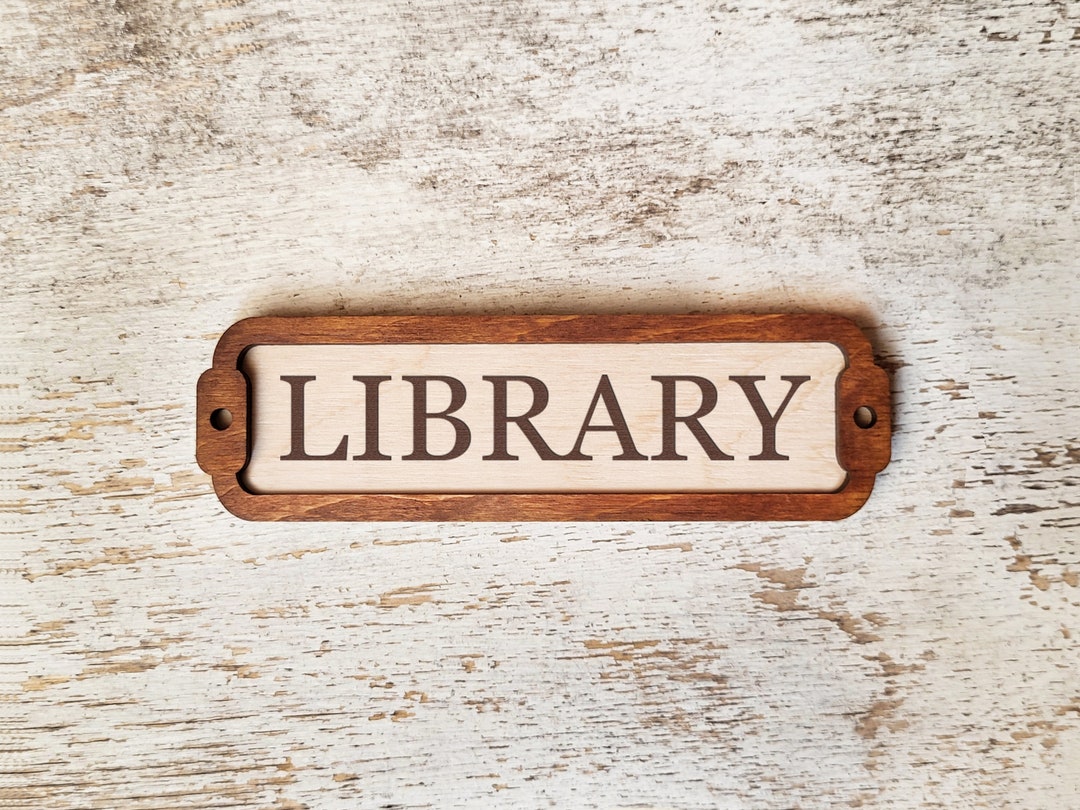 Library Door Sign / Door Plaque / Vintage Sign / Door Topper / Home ...
