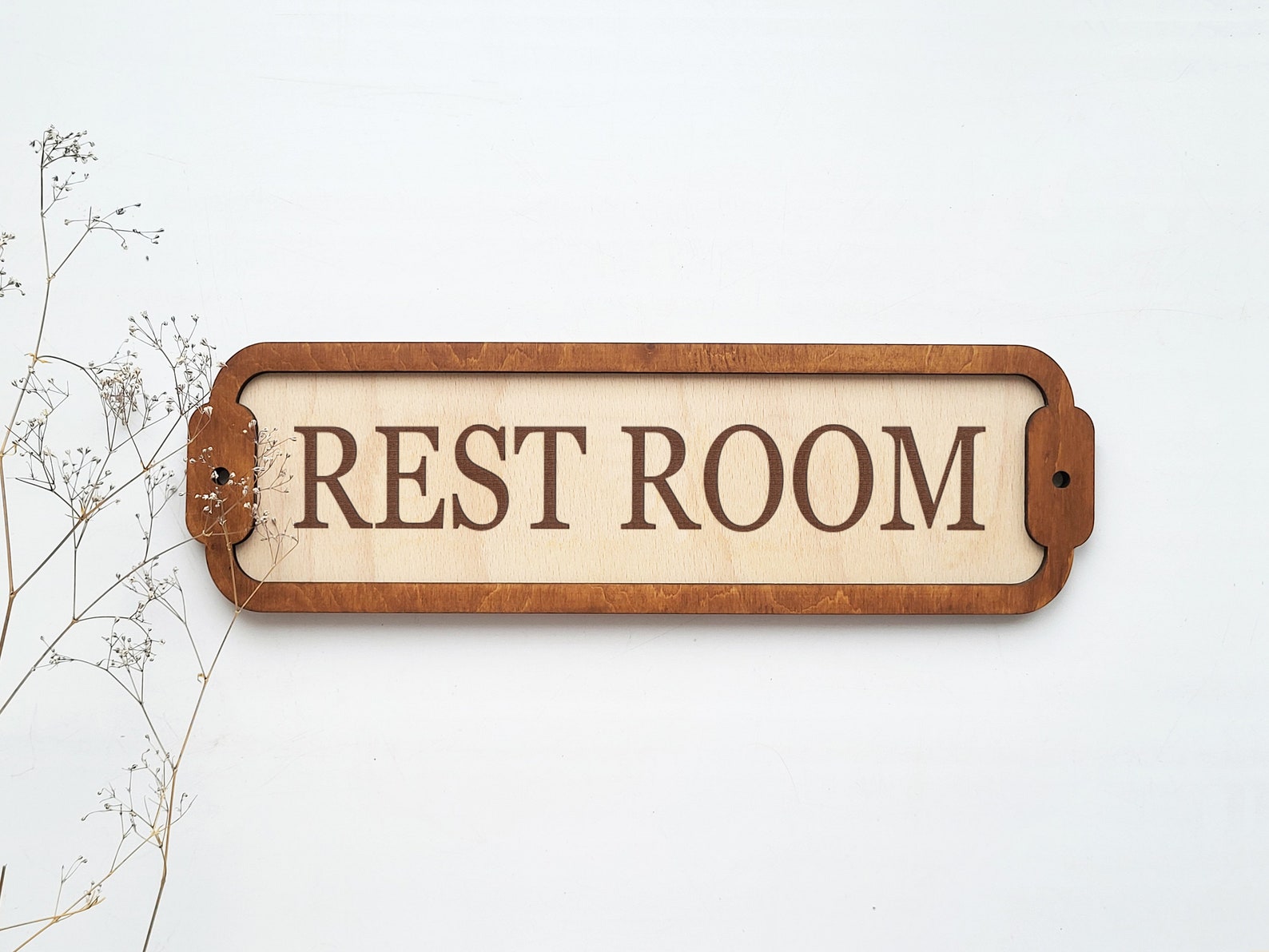 Rest Room Door Sign / Restroom Door Plaque / Vintage Sign / Door Topper ...