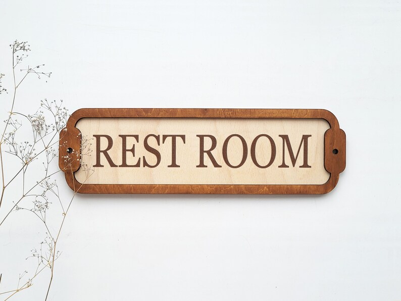 Rest Room Door Sign / Restroom Door Plaque / Vintage Sign / Door Topper ...