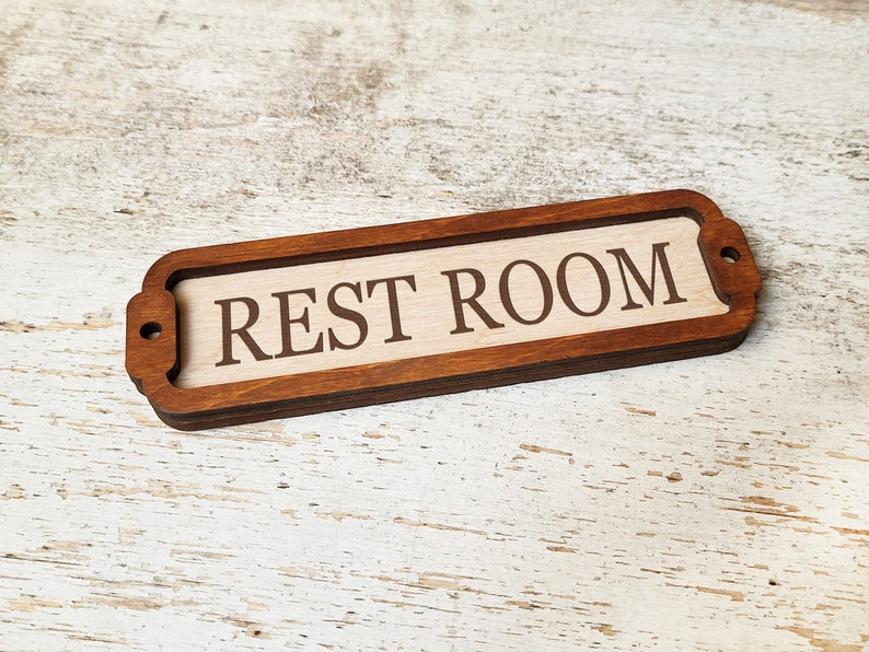 Rest Room Door Sign / Restroom Door Plaque / Vintage Sign / Door Topper ...