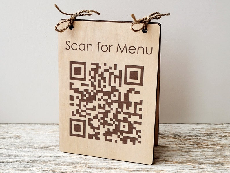 Custom QR Code Sign / QR Code Menu Sign / Engraved Qr Table Stand / QR ...