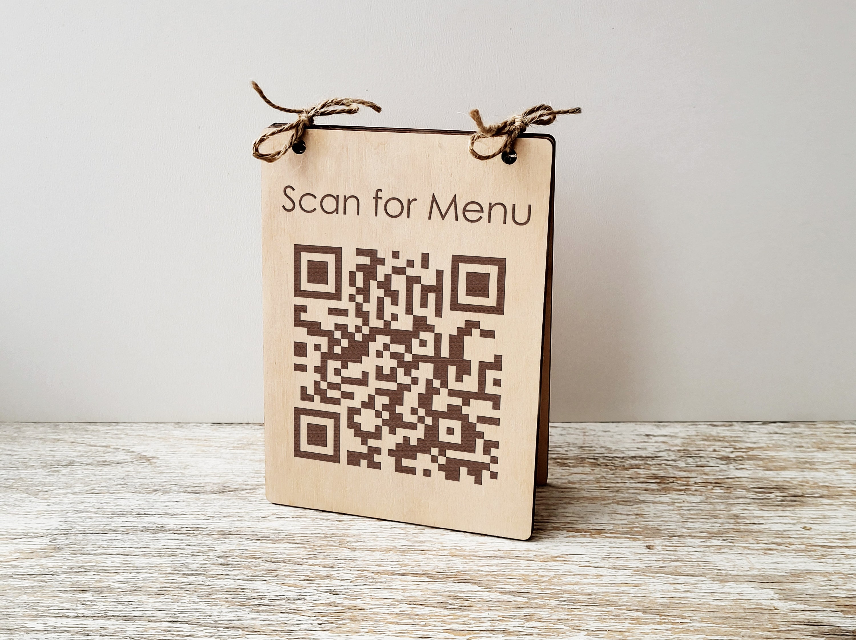 Custom QR Code Sign / QR Code Menu Sign / Engraved Qr Table Stand / QR Menu / Menu Sign ...