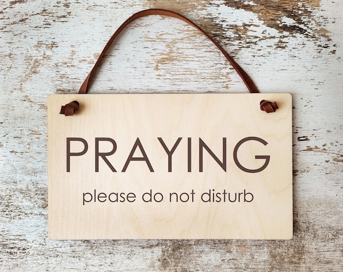 Prayer in Progress Religious Cross Door Hanger, Doorknob Sign, PVC Door ...