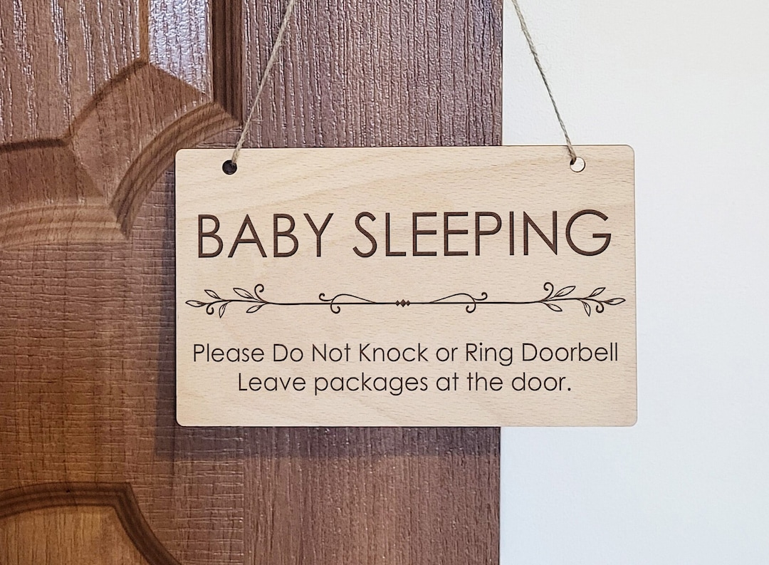 Baby Sleeping Door Sign / Baby Doorbell Sign / New Baby Door Hanger ...