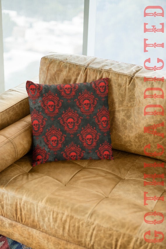 Gothic Luxury Pillow Glam Goth Throw Pillow Gothic Skulls Art Etsy