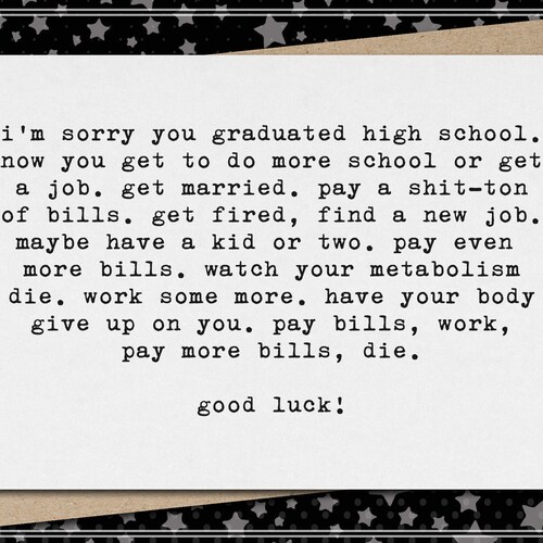 Im Sorry You Graduated High School. // Funny & Sarcastic - Etsy