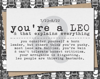 Leo Greeting Card - Etsy