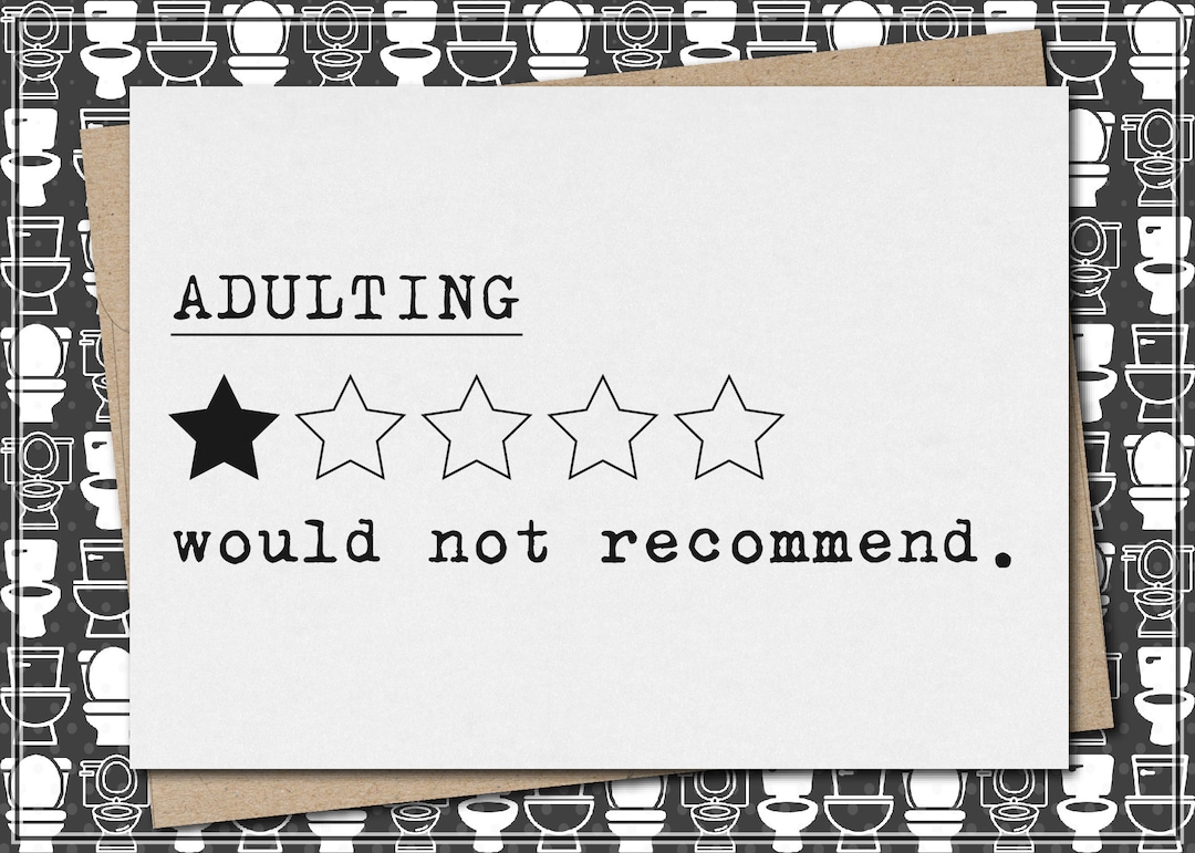ADULTING 1 Star Would Not Recommend. // Funny & Sarcastic Greeting Card ...