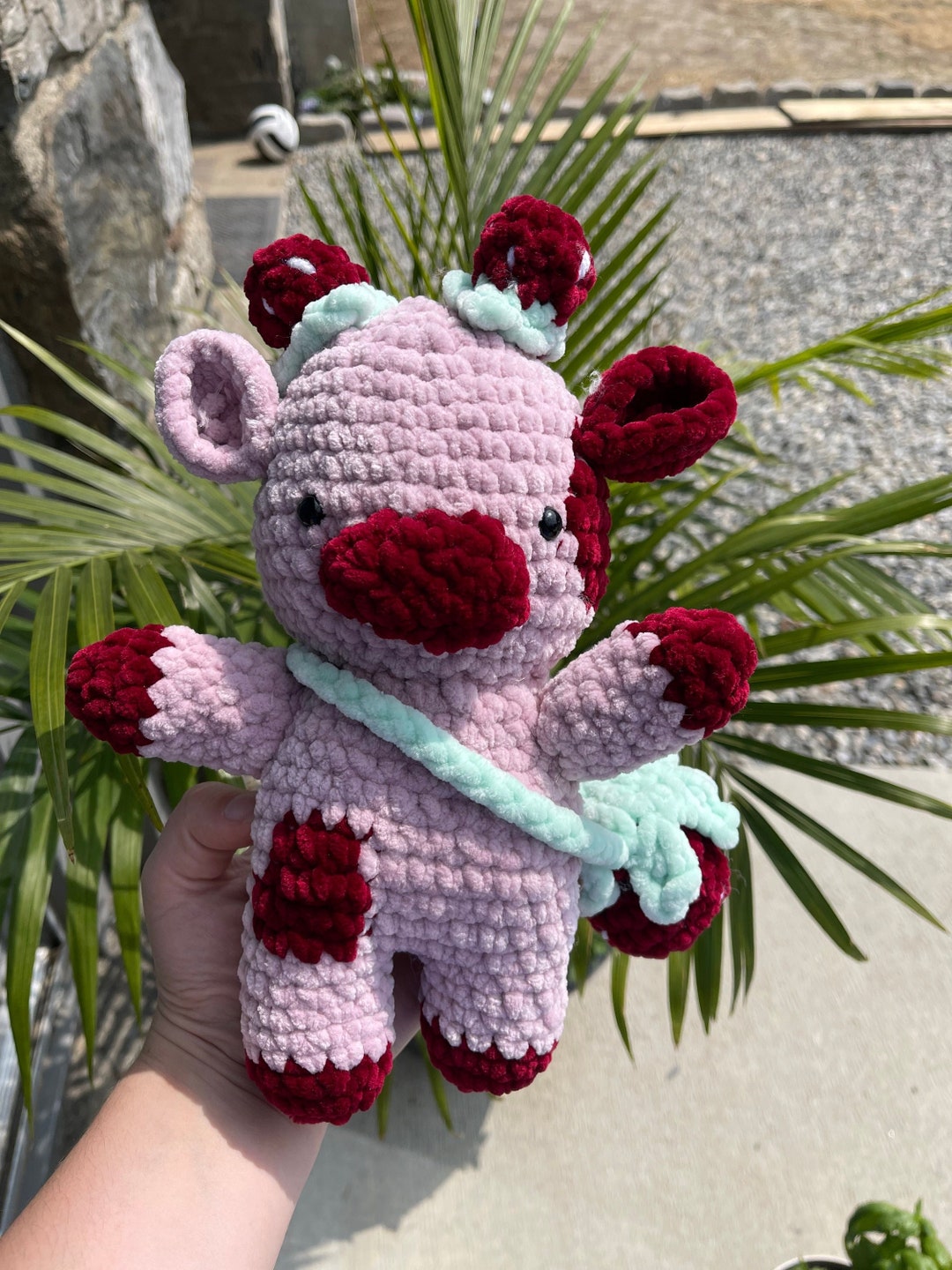 Strawberry Cow Plushie, Berry Cow Plushie, Crocheted Stuffed Animal ...