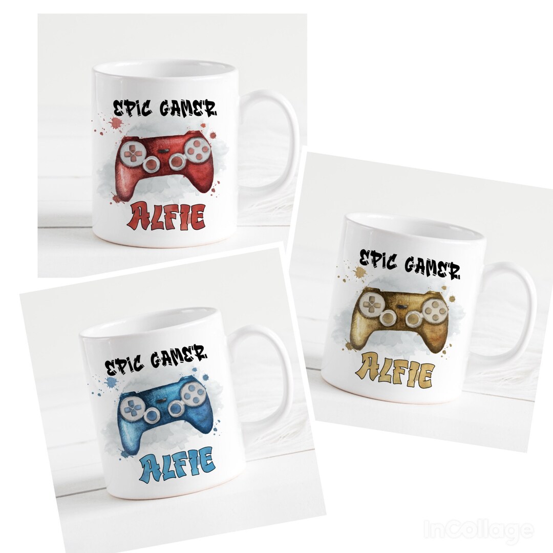 Personalised gaming mug. Epic Gamer mug available in Red - Etsy Nederland