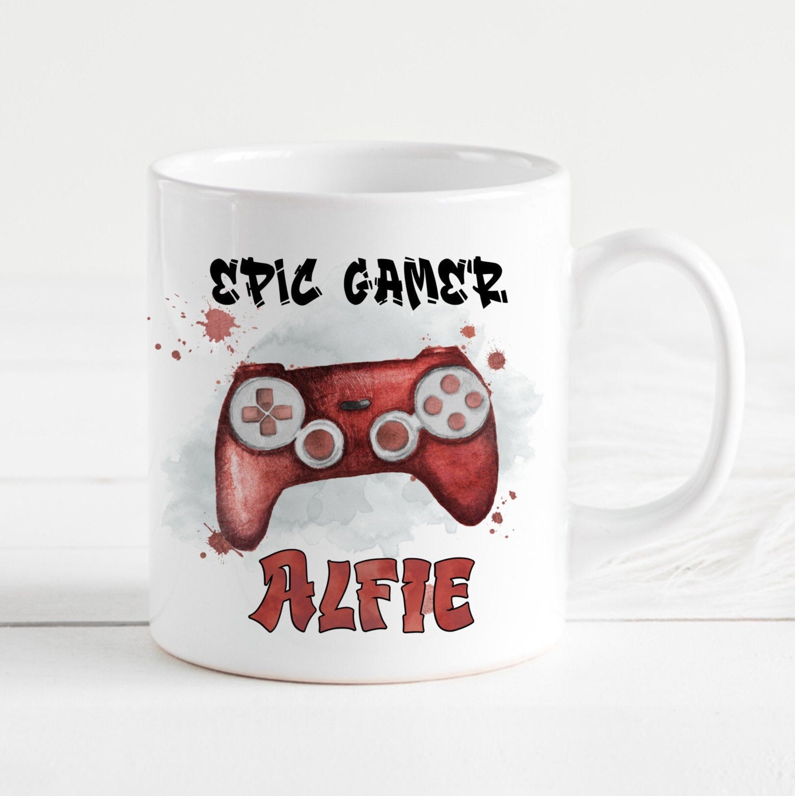 Personalised gaming mug. Epic Gamer mug available in Red - Etsy Nederland